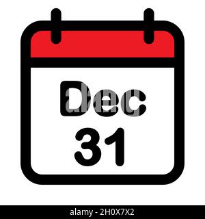 Calendar thirty first december icon. Simple illustration of calendar ...