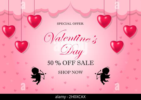 Valentines sale banner template. Valentines day store discount ...