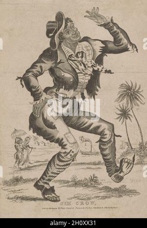 Vintage illustration circa 1833 entitled "Jim Crow" showing Thomas ...
