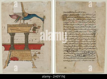 A leaf from 'The Book of knowledge of Ingenious Mechanical Devices' by ...