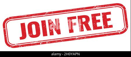 JOIN FREE text on red grungy vintage rectangle stamp Stock Photo - Alamy