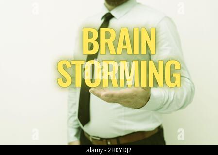 Text caption presenting Brain Storming, Word for Stimulating creative ...