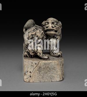 Lion and cub 18th century China. Lion and cub 44183 Stock Photo - Alamy