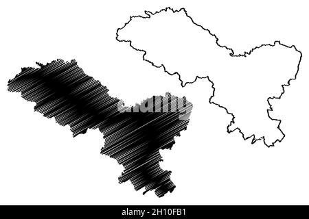 Leh district (Ladakh union territory, Republic of India) map vector ...
