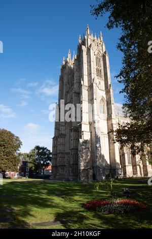 Beverley Minster West Front, Victorian statues Stock Photo - Alamy