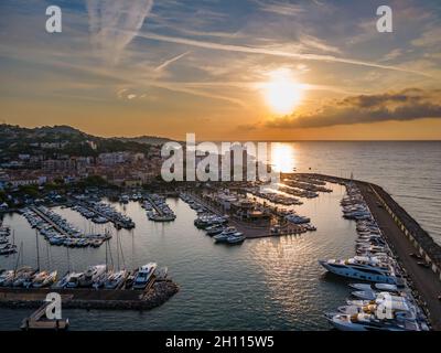 Aerial view of Sainte-Maxime harbor in French Riviera (South of France ...