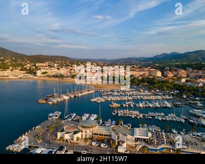 Aerial view of Sainte-Maxime harbor in French Riviera (South of France ...