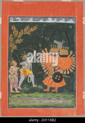 Rama and Laksmana Fighting Ravana, c. 1750. India, Pahari, Bilaspur ...