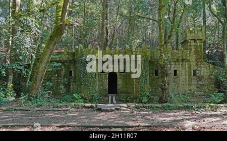 Mossy castle in the enchanted forest of Aldan. Galicia - Spain Stock ...