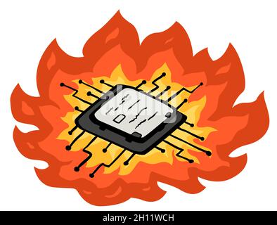 cartoon overheating computer Stock Vector Image & Art - Alamy