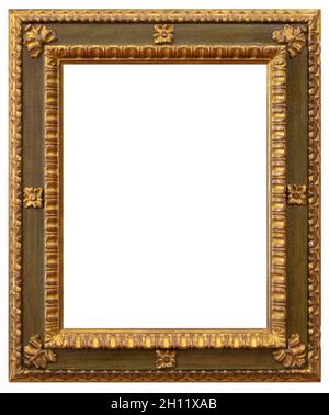 Wooden vintage rectangular gilded antique empty picture frame, isolated ...