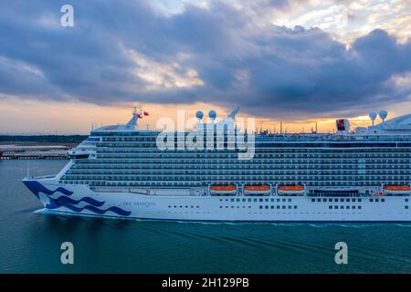 Aerial view of Sky Princess of Princess Cruises a subsidiary of ...