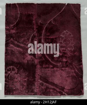 Two Velvet Fragments Sewn Together, 1400s. Italy, 15th century. Velvet (cut and voided); overall ...