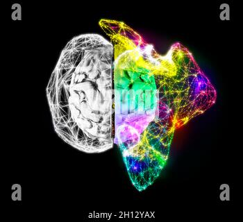 Logic and creativity. Illustration of brain hemispheres, banner design ...