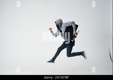 male thief stealth technique robbery safety hooligan isolated ...