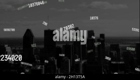 Image of falling numbers over cityscape Stock Photo - Alamy
