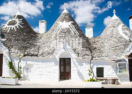 Watercolor drawing of Alberobello town, village with traditional white ...