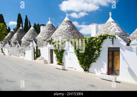 Watercolor drawing of Alberobello town, village with traditional white ...