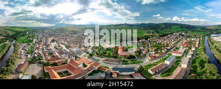 Aerial panoramic view of the of Podolinec town in Slovakia, along with ...