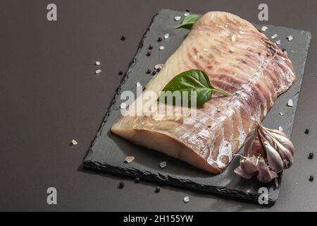 Raw pollock (Pollachius virens) fillet. Fresh fish for healthy food ...