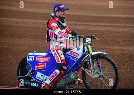 Leon Madsen of Denmark during the Monster Energy FIM Speedway of ...