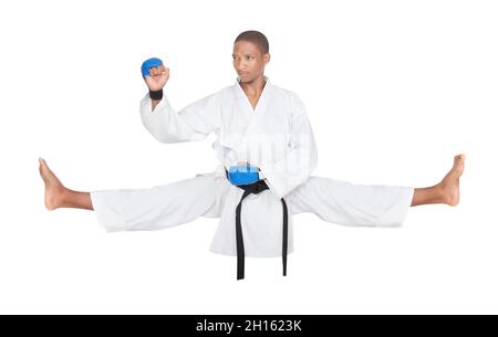 african american karate young guy white background Stock Photo - Alamy