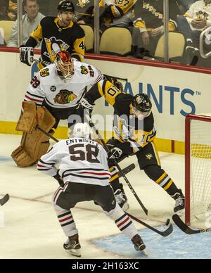 Chicago Blackhawks goaltender Marc-Andre Fleury (29) makes a glove save ...