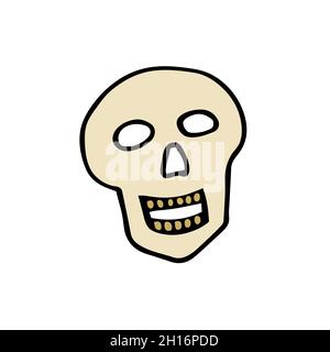 Doodle Halloween scull. Laughing Skeleton isolated on white background ...