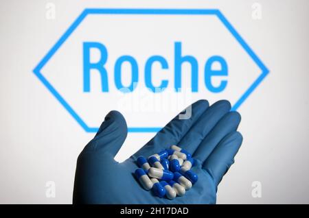 Ukraine. 17th Oct, 2021. In this photo illustration medicine pills are ...