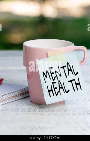 Text caption presenting Mental Health, Word for state of the emotional ...