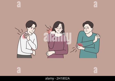 Trauma, injury rehabilitation flat vector illustration. Happy young ...
