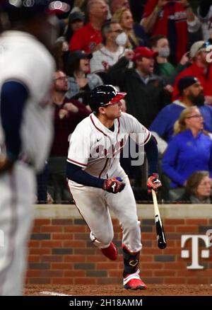 Atlanta Braves' Austin Riley hits a solo home run in the fourth inning ...