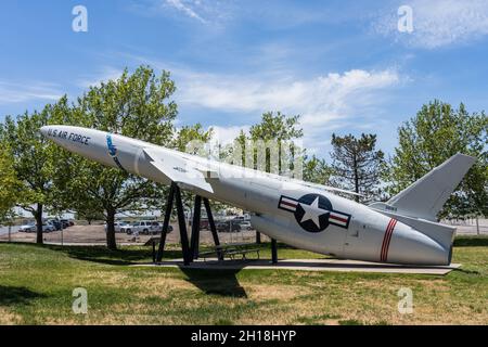 A Northrop SM-62 Snark ground-launched nuclear cruise missile in the ...