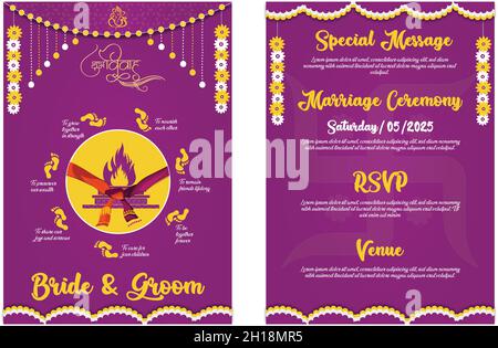 traditional indian wedding shaadi card design template vector Stock ...