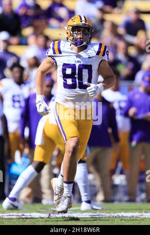 LSU Tigers wide receiver Jack Bech (80) tries to get past New Mexico ...