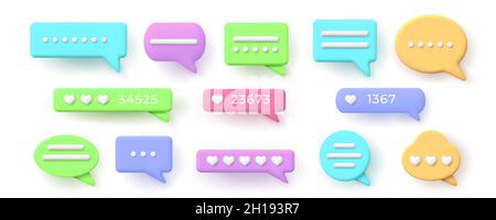 3d speech bubbles for chat messages with copy space. Conversation talk elements collection ...