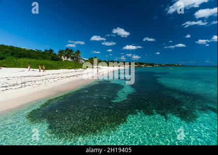 A scenic view of the Caribbean Sea and Spotts Beach. Spotts Beach ...