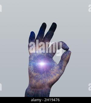 Stars OK hand sign. 3D rendering Stock Photo - Alamy