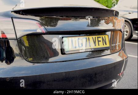 Tesla car close up shot Stock Photo - Alamy