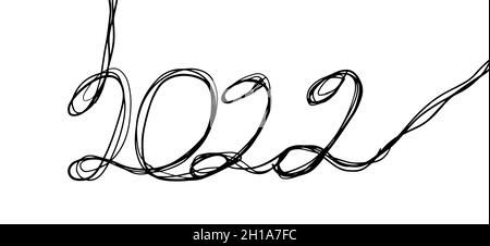 Pen drawing 2022 calligraphy . Vector illustration Stock Vector Image ...