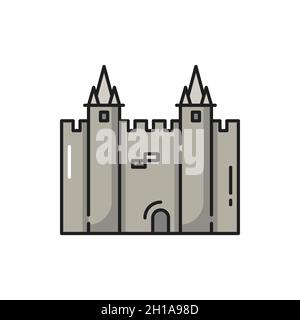 Fortress castle of Portugal isolated flat line icon. Vector medieval ...
