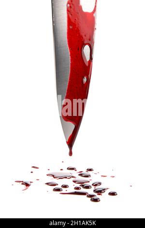 Bloodstained knife on white background Stock Photo - Alamy