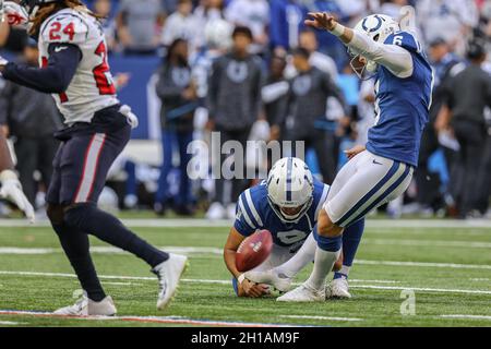 Indianapolis Colts kicker Michael Badgley (12) celebrates a field goal ...