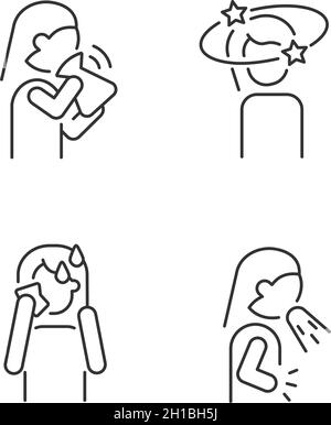 Panic attack symptoms icon set in flat style. Mental disorder symbols ...