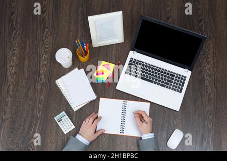 View from above the businessman's workplace Stock Photo - Alamy