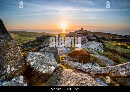Zennor Hill; Sunset; Cornwall; UK Stock Photo - Alamy