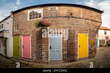 Brightly coloured doors seen in Buckton's Yard. Darlington Stock Photo ...