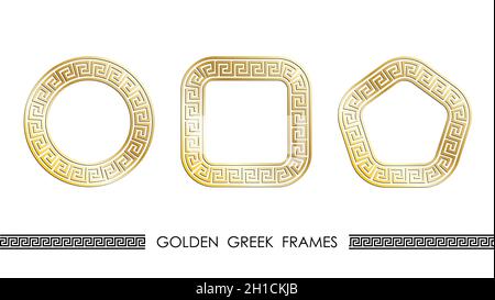 Golden Greek square frames for decorative headers. Golden ancient greek ...