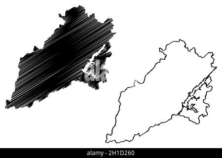 Malkangiri district (Odisha State, Republic of India) map vector ...