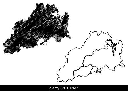 Mahisagar district (Gujarat State, Republic of India) map vector ...